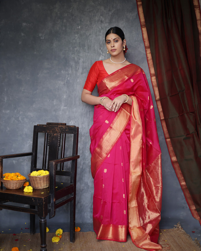 Rani Pink Lotus Saree – sawenchi