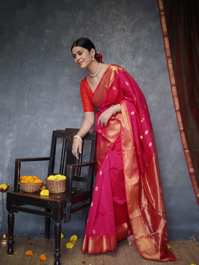 Rani Pink Lotus Saree – sawenchi
